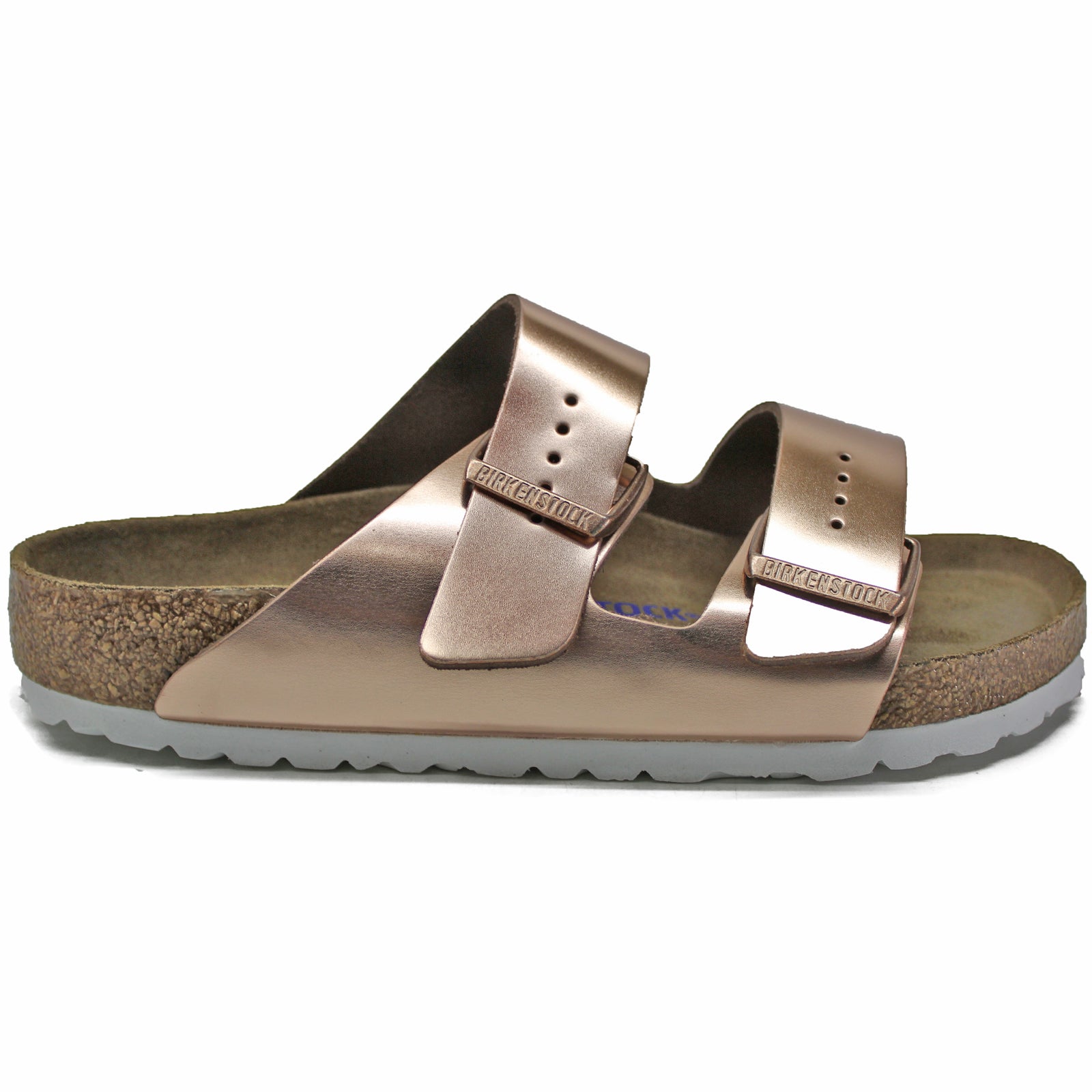 Birkenstock Arizona Leather Women's Metallic Copper Slides Sandals