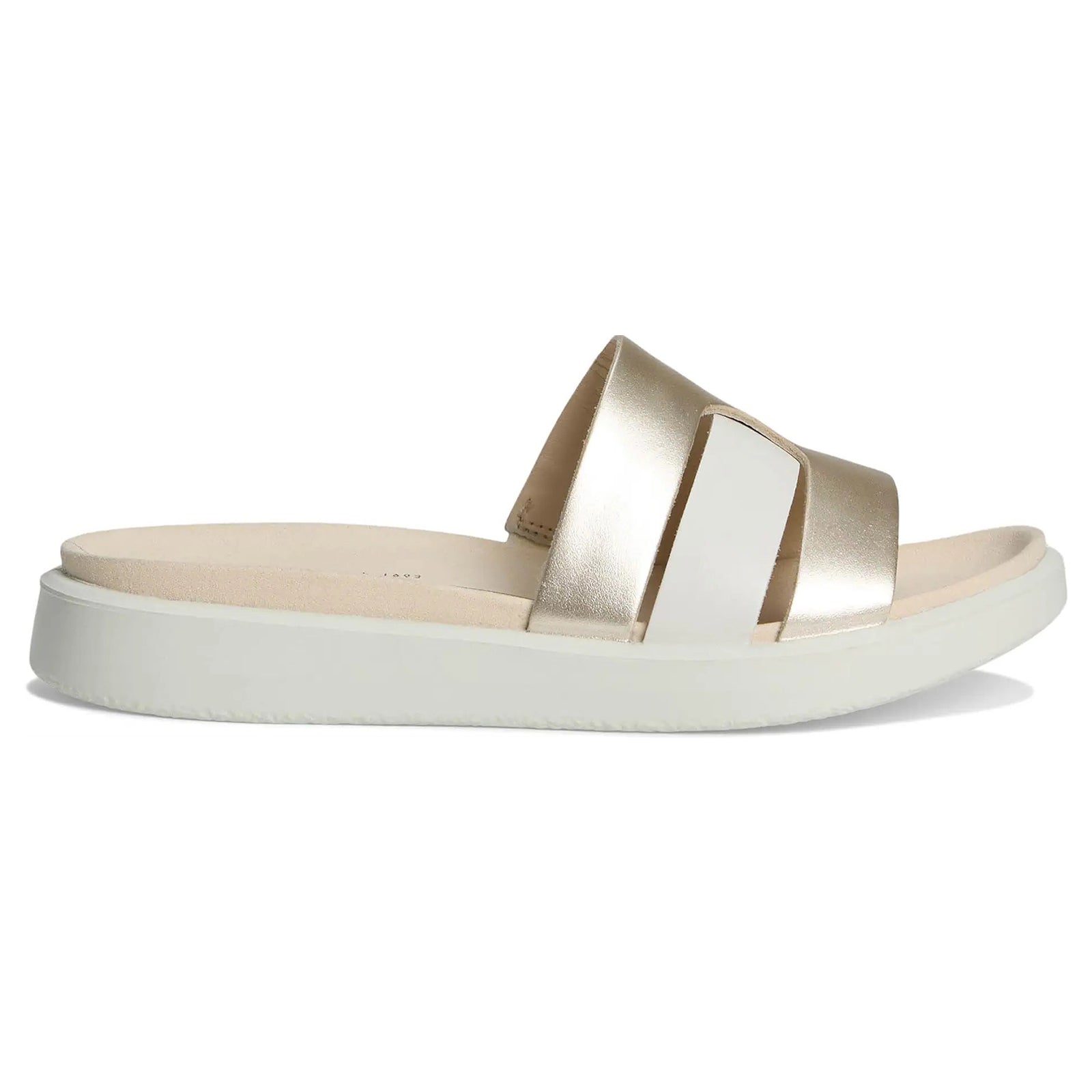 Ecco Flowt 273743 Leather Women's Slides White Pure White Gold Sandals