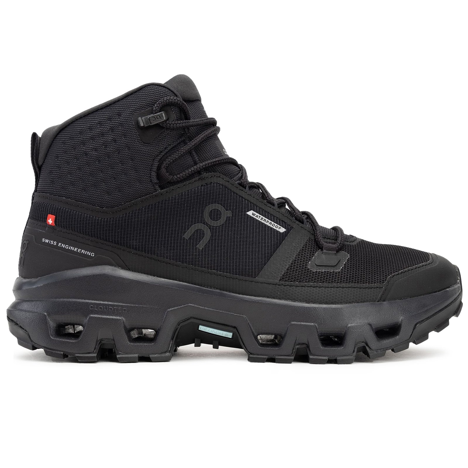 On Cloudrock Mid WP Polyester Men's Black Black Outdoor Boots