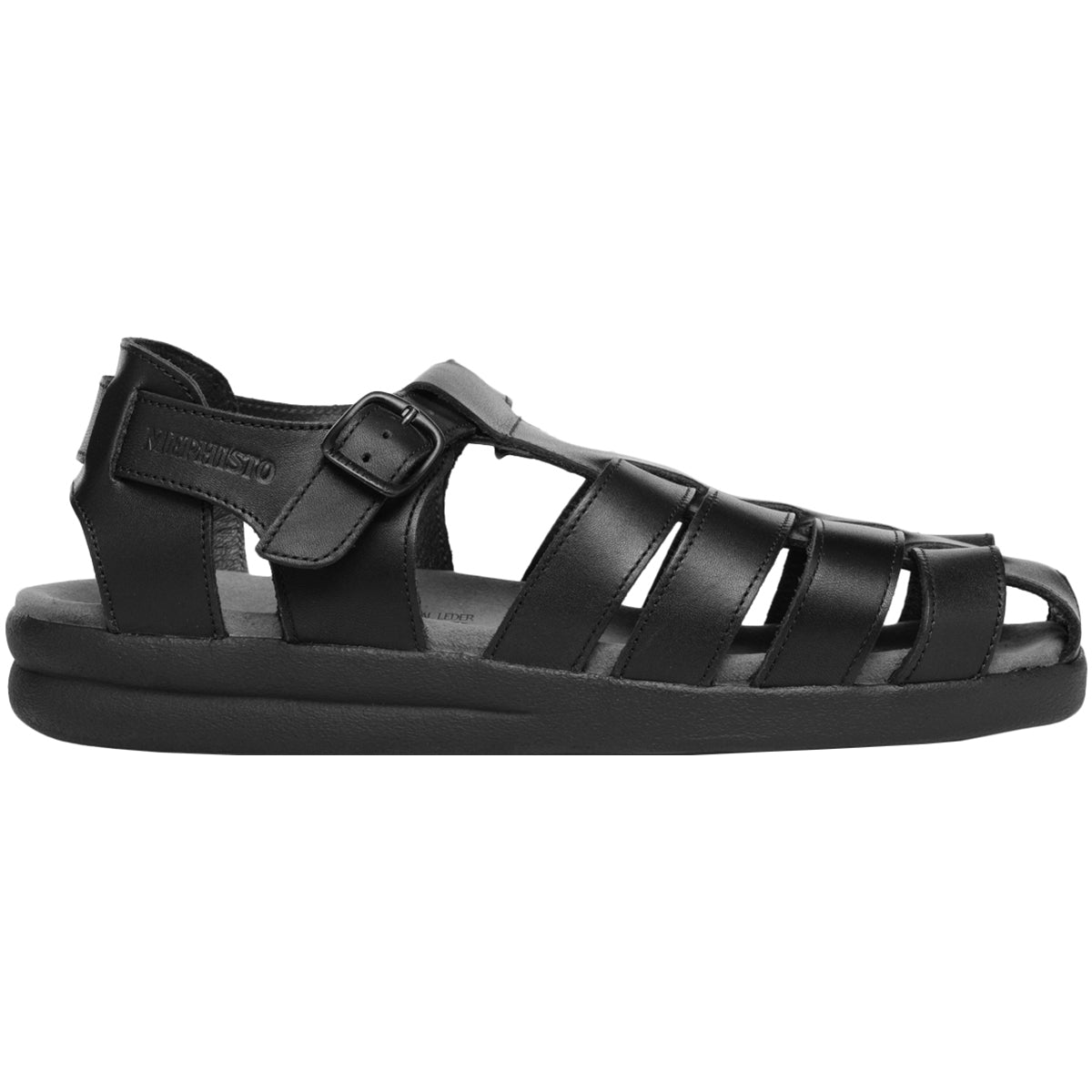 Mephisto Sam Leather Men's Comfort Black Sandals