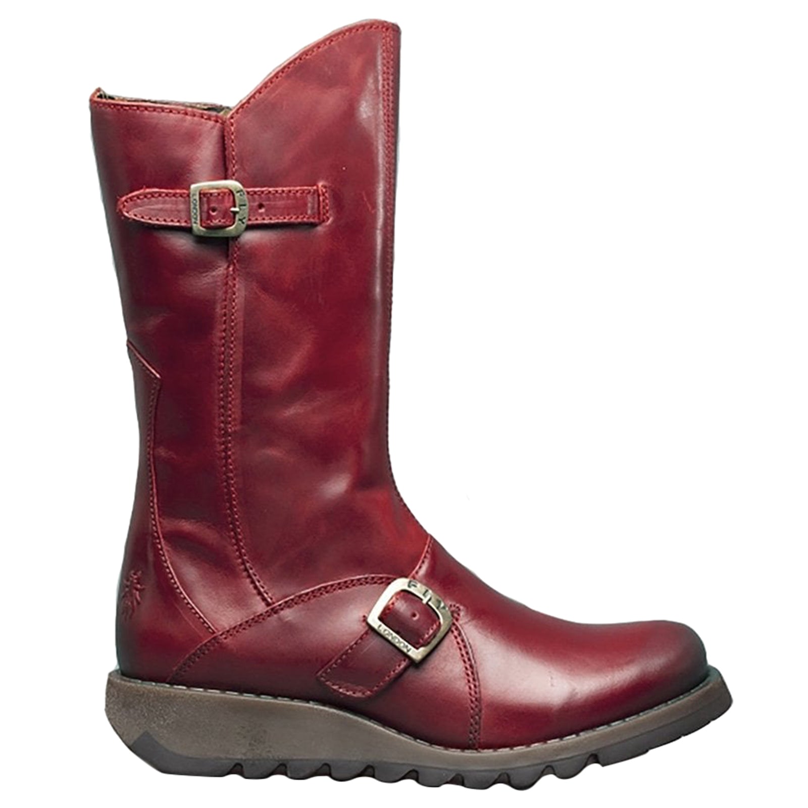 Fly London MES 2 Rug Leather Women's Zip Up Red Boots