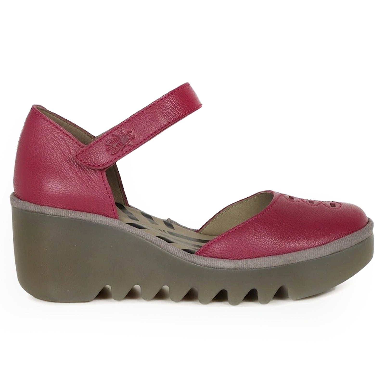 Fly London BISO305FLY Mousse Leather Women's Hook and loop Berry Sandals