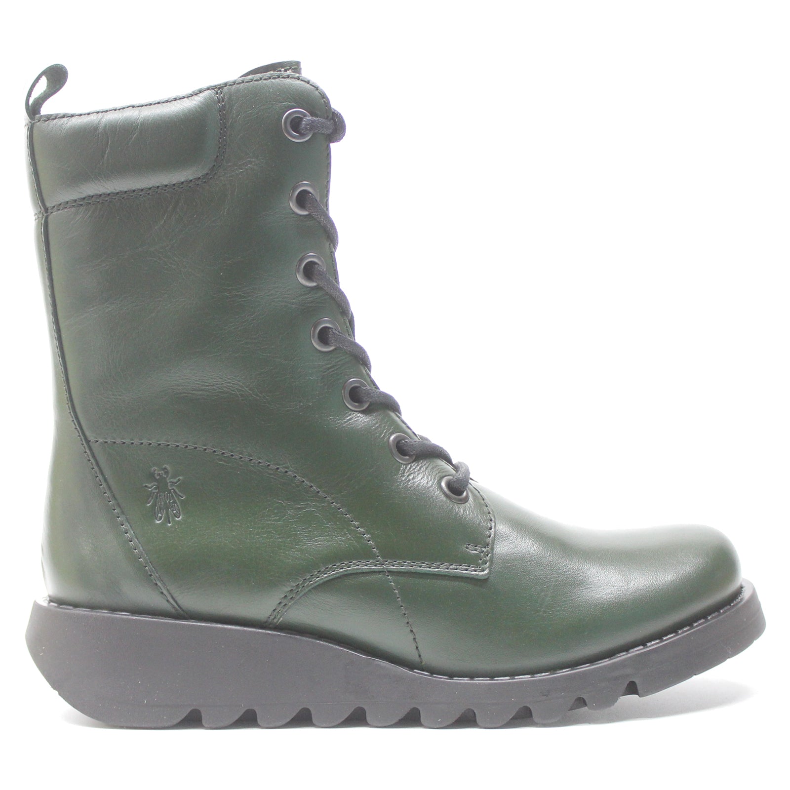 Fly London SILF015FLY Leather Women's Lace Up Dark Green Boots
