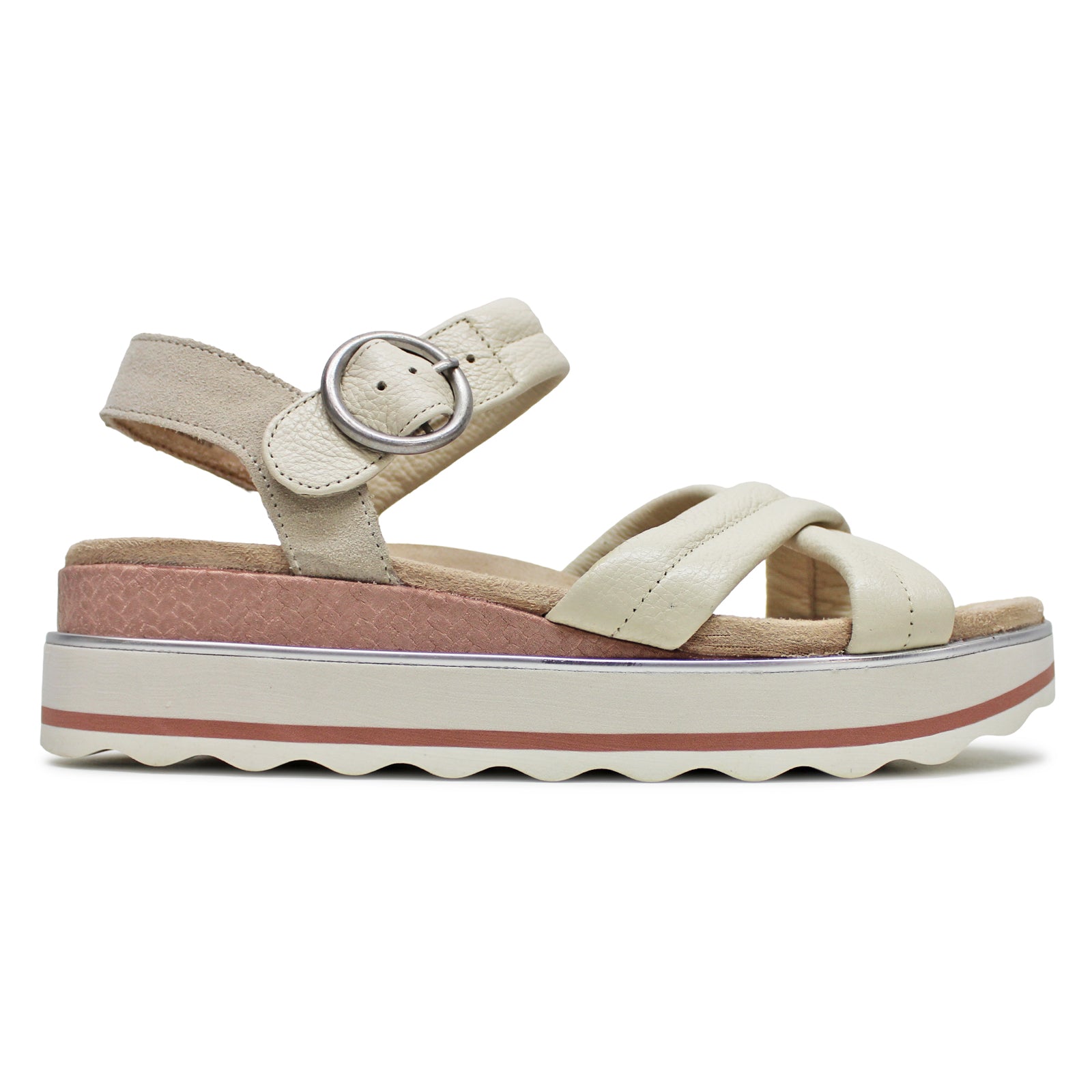 Vionic Reyna Suede Leather Women's Cream Comfort Sandals